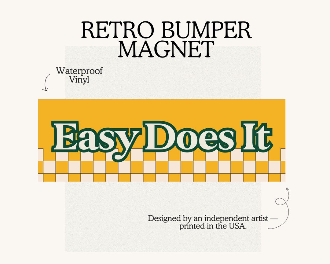Easy Does It Car Magnet – Retro AA Slogan Bumper Magnet, Recovery Gift ...