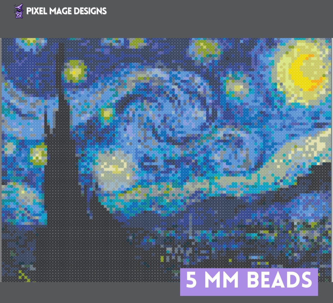 Starry Night Perler Bead Pattern (23x17 Inches) | PDF Digital Download ...