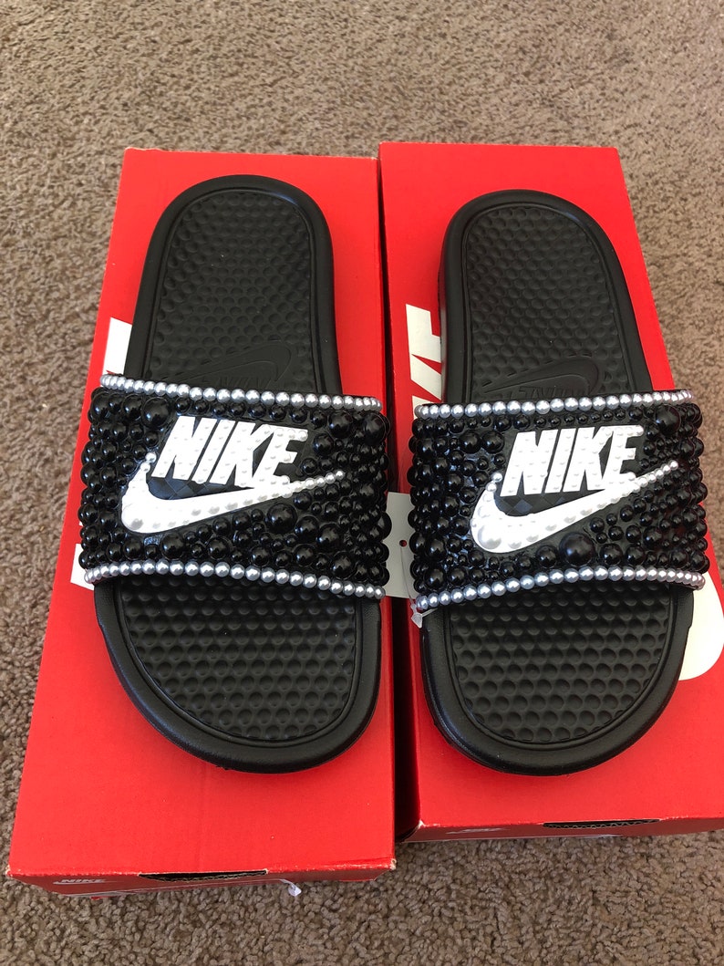 Custom Pearl Nike Slides - Etsy