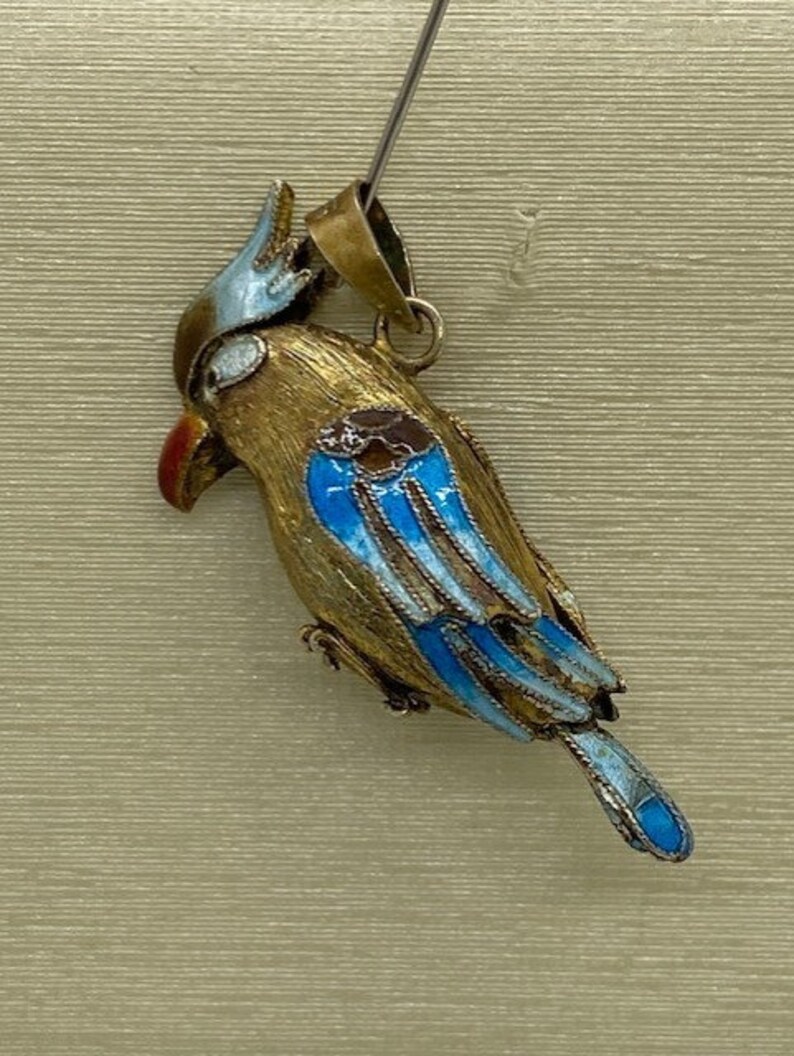 Antique Chinese Articulated Enamel Bird Pendant/charm - Etsy