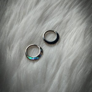 Silver 925 Abalone Shell OR Onyx Septum Ring Piercing-1.2mm- Helix ...