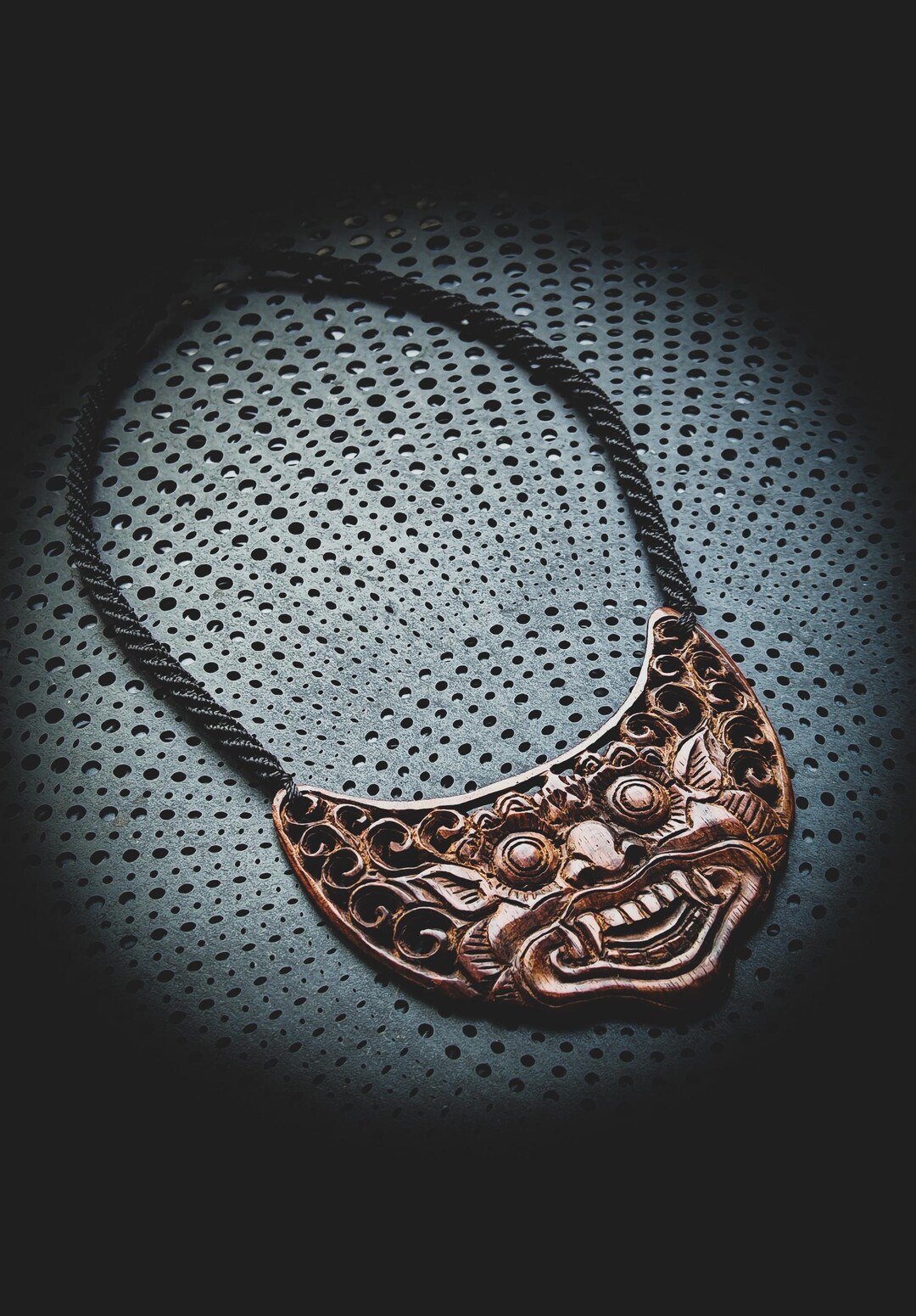 Sono Wood Barong Ornamental Pattern Plastron Unisex Unique Necklace-new ...