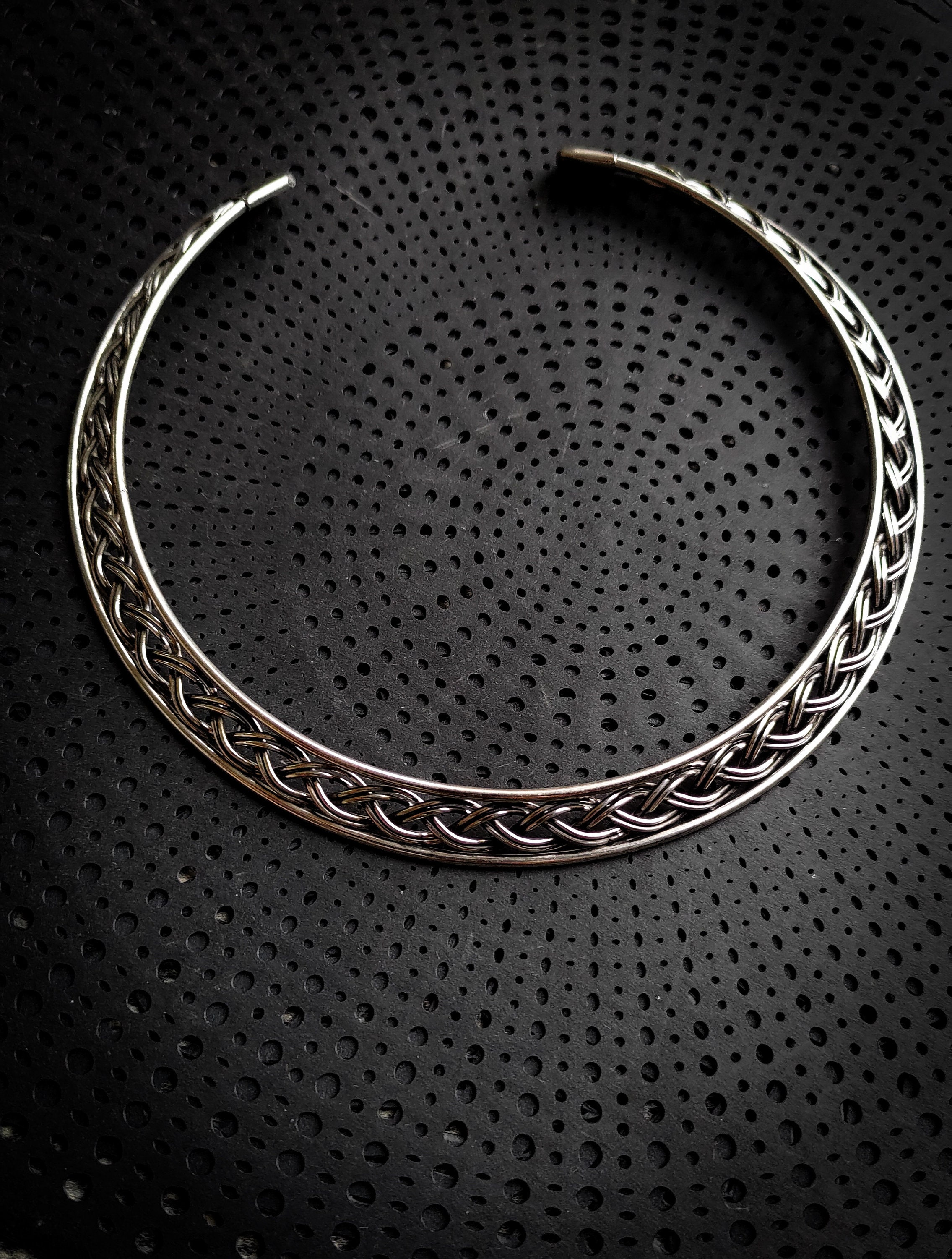 Brass or Silver Plated Celtic Braided Unisex Free Size Choker Necklace ...