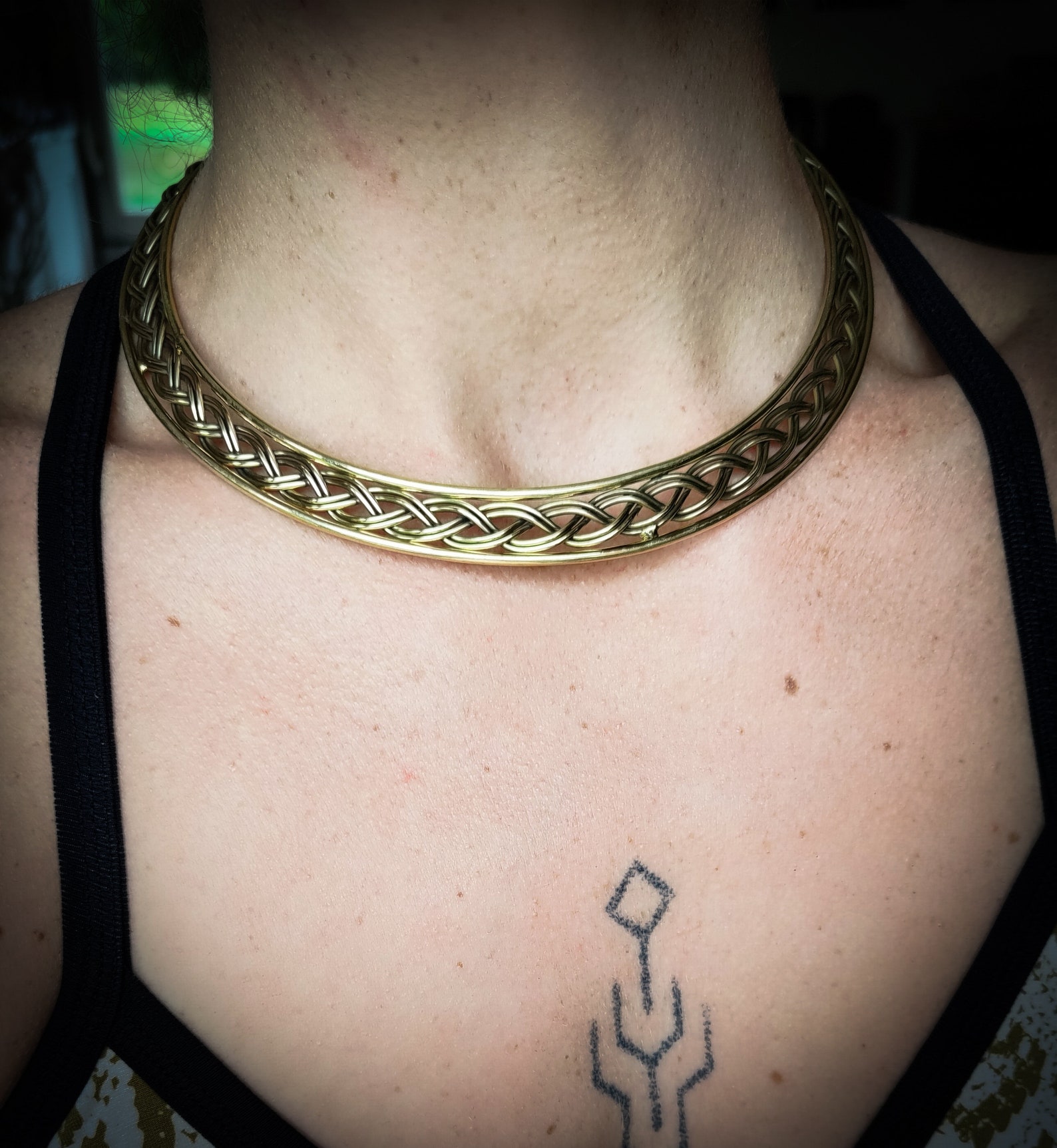 Brass or Silver Plated Celtic Braided Unisex Free Size Choker Necklace ...