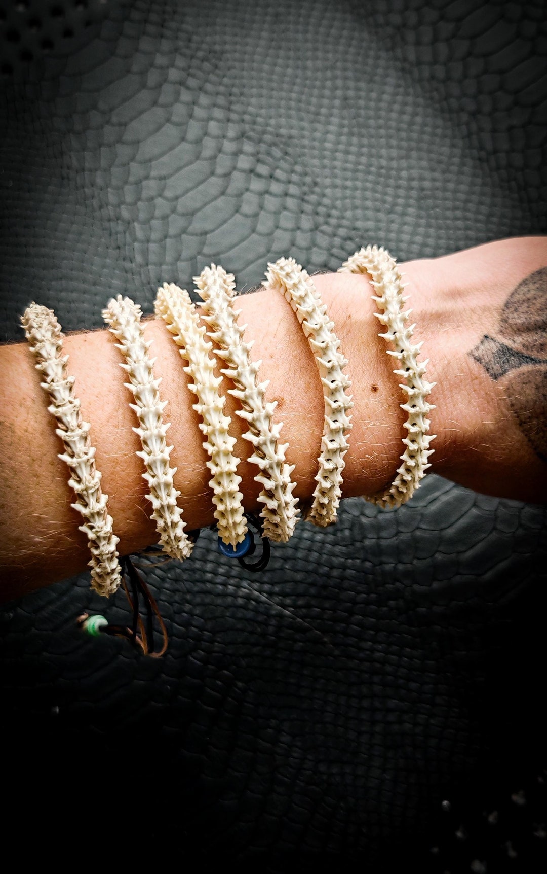 Unpolished Snake Bones Vertebraes Unisex Free Size Bracelet-new Co ...