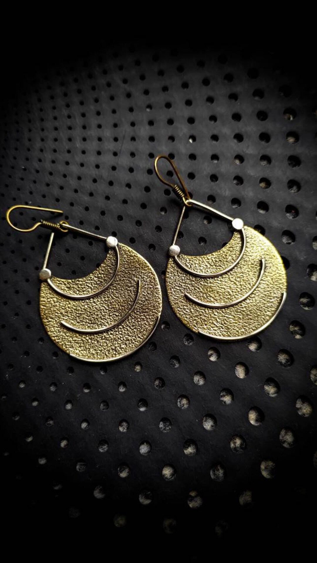 Brass With Silver Plated Hammered Medium Size Hoops Mapuche Ethnie ...