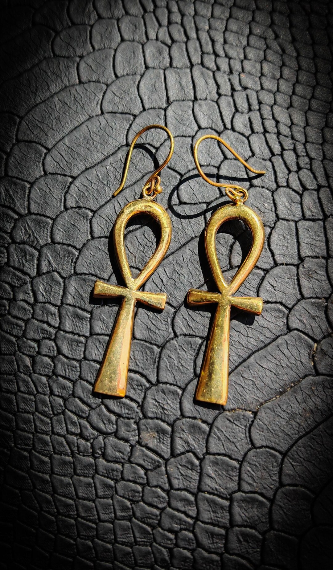 Brass Ankh Egyptian Cross Medium Size Earrings-new Collection-heritage ...