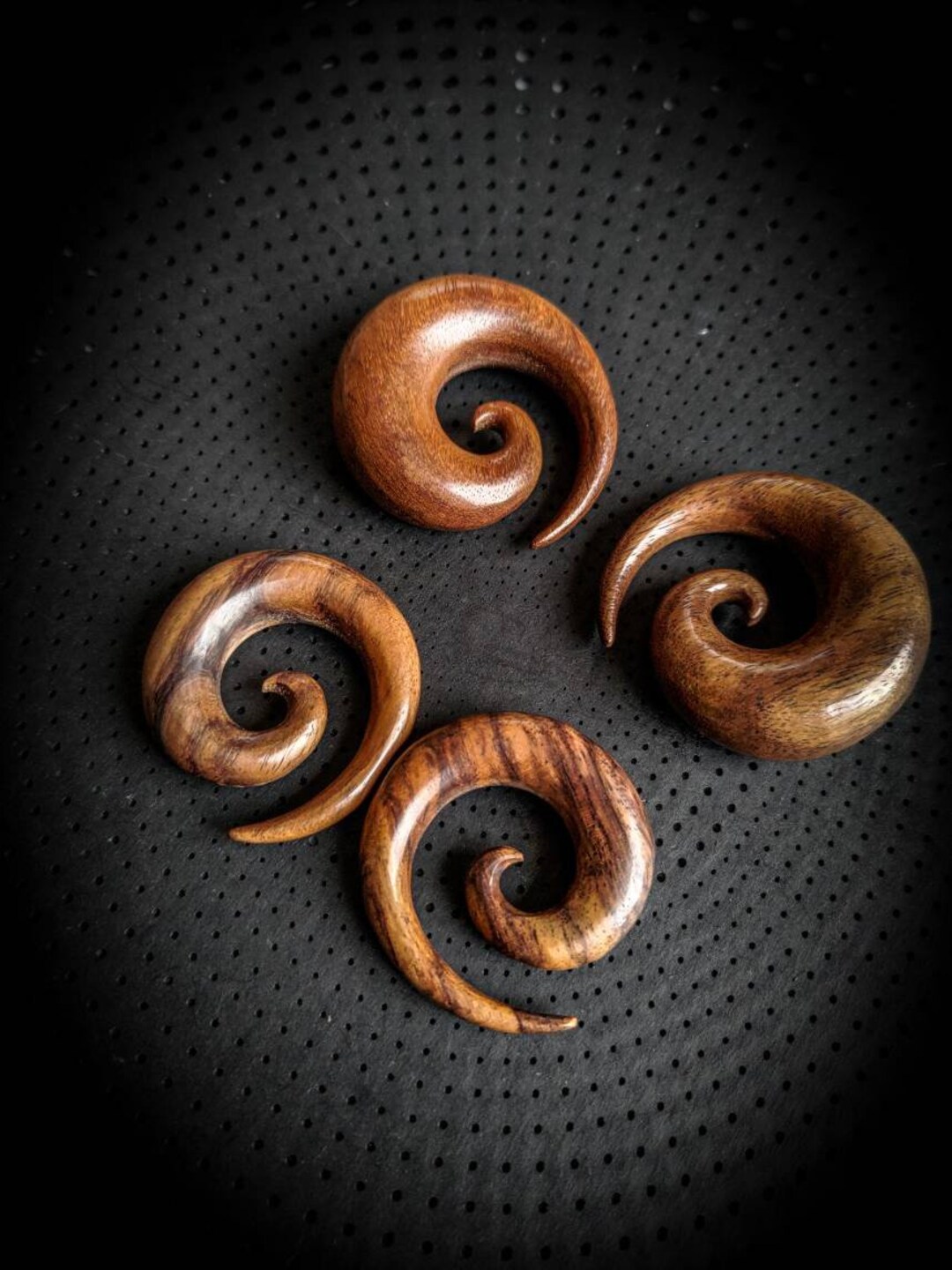 Spirals Narra Wood Unisex Ears Expanders-body Modification-stretched ...