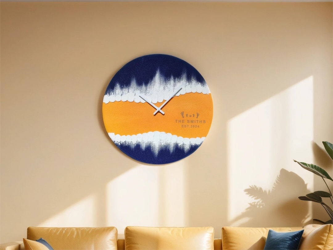 Colorful Beach Waves Clock,handmade Sand Painting Wall Clock,custom ...
