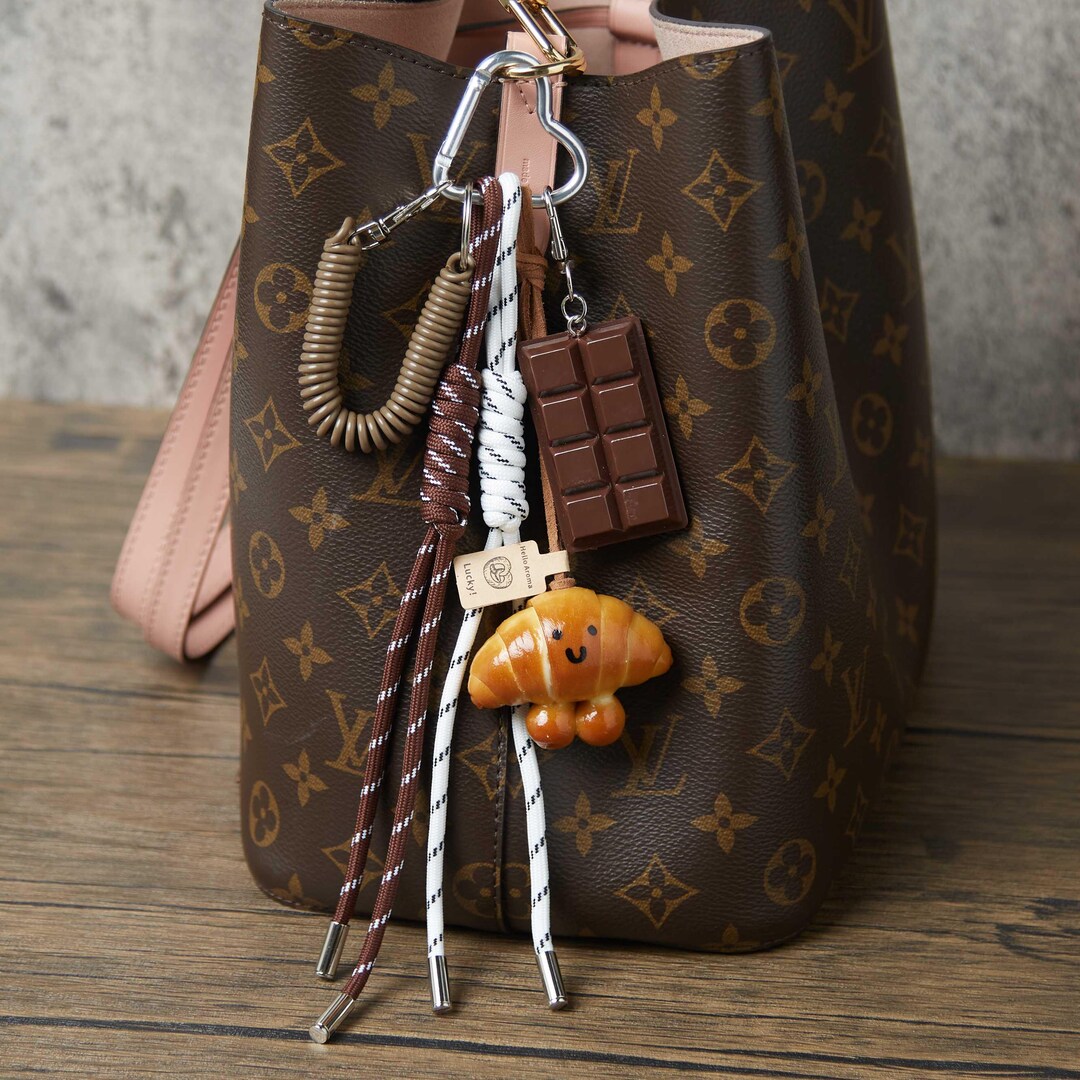 Croissant Bag Charm Handmade With Floral Croissant Keychain Small Bread ...