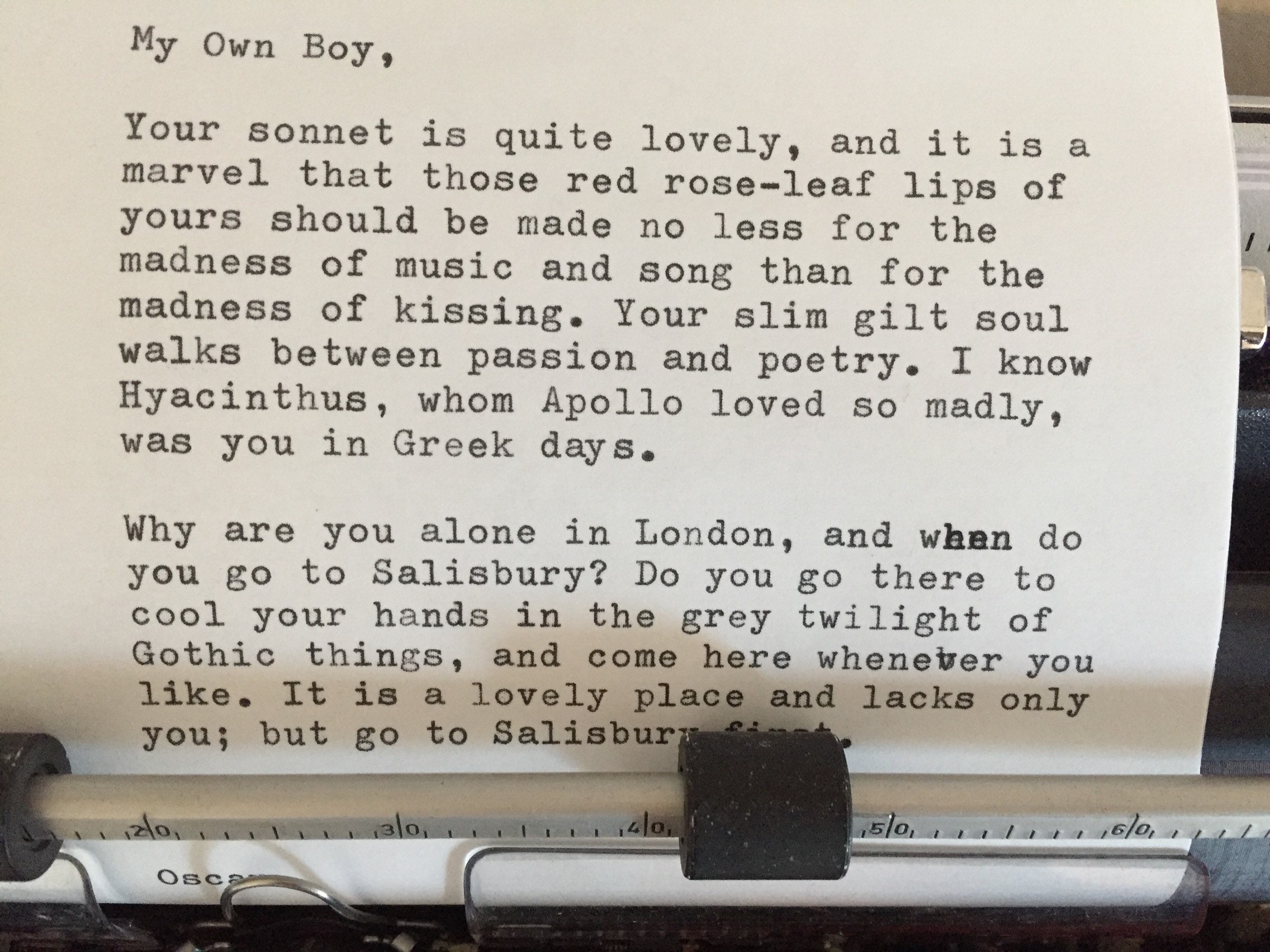 Oscar Wilde Love Letter To Bosie Hand Typed On Vintage Etsy