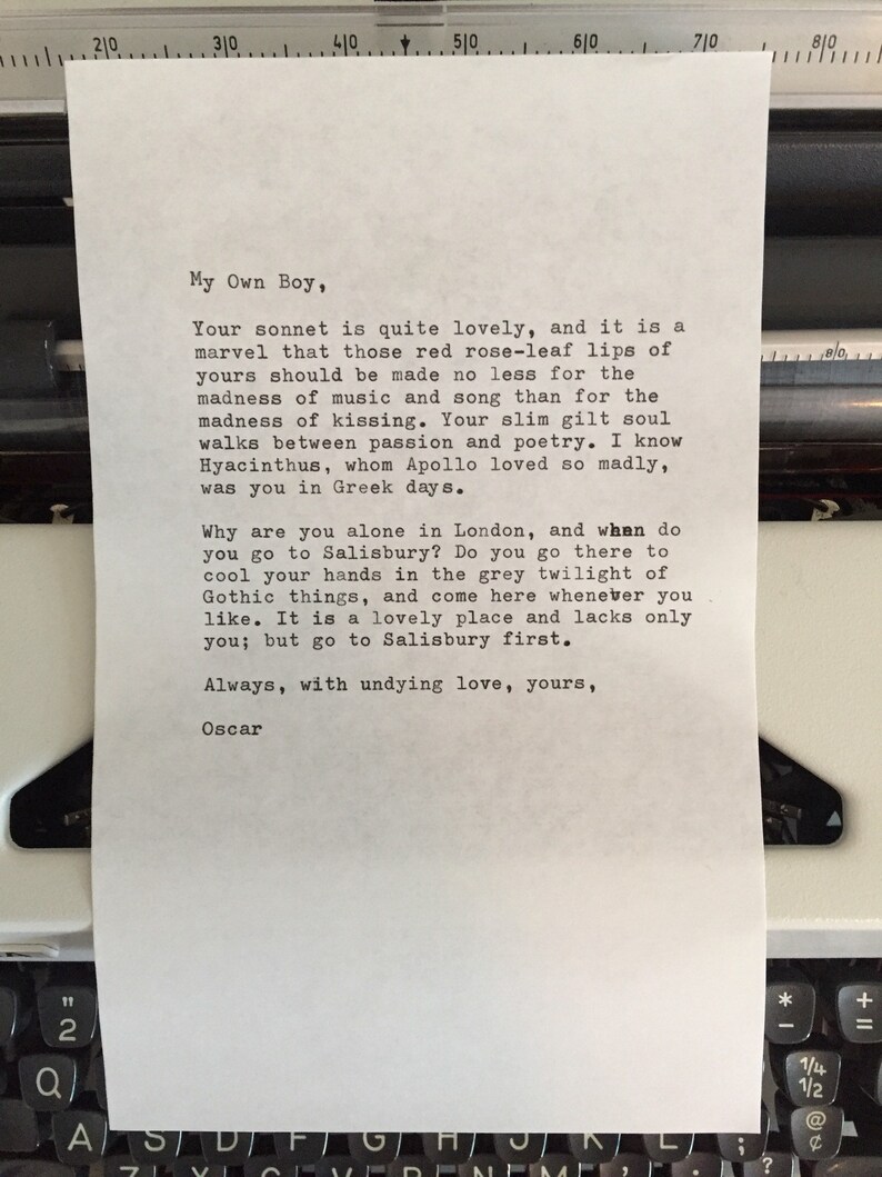 Oscar Wilde Love Letter To Bosie Hand Typed On Vintage Etsy