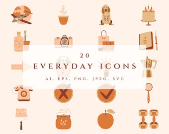 Everyday Planner Boho Icon Set/eps Stickers/everyday - Etsy