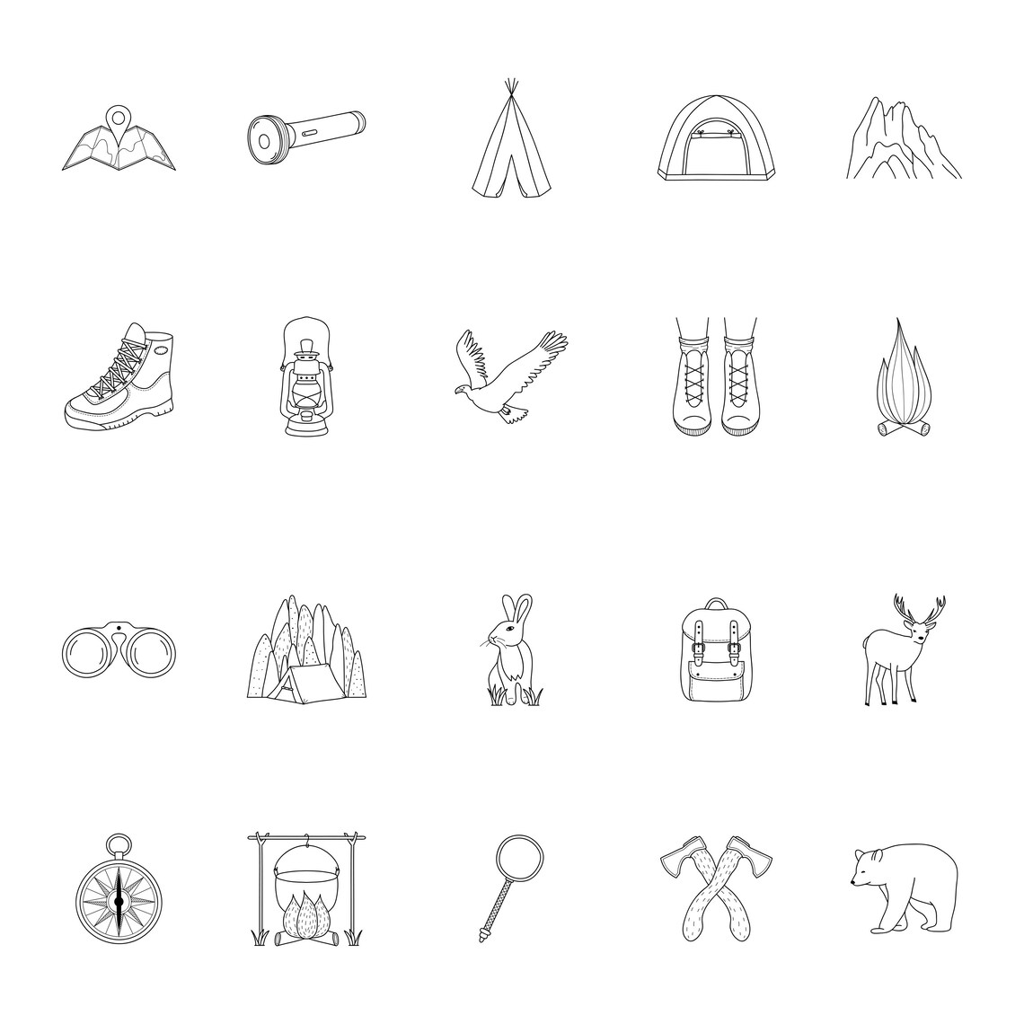 Travel Icons Set PNG Traveling Elements Vector Hiking Svg Line Icons ...