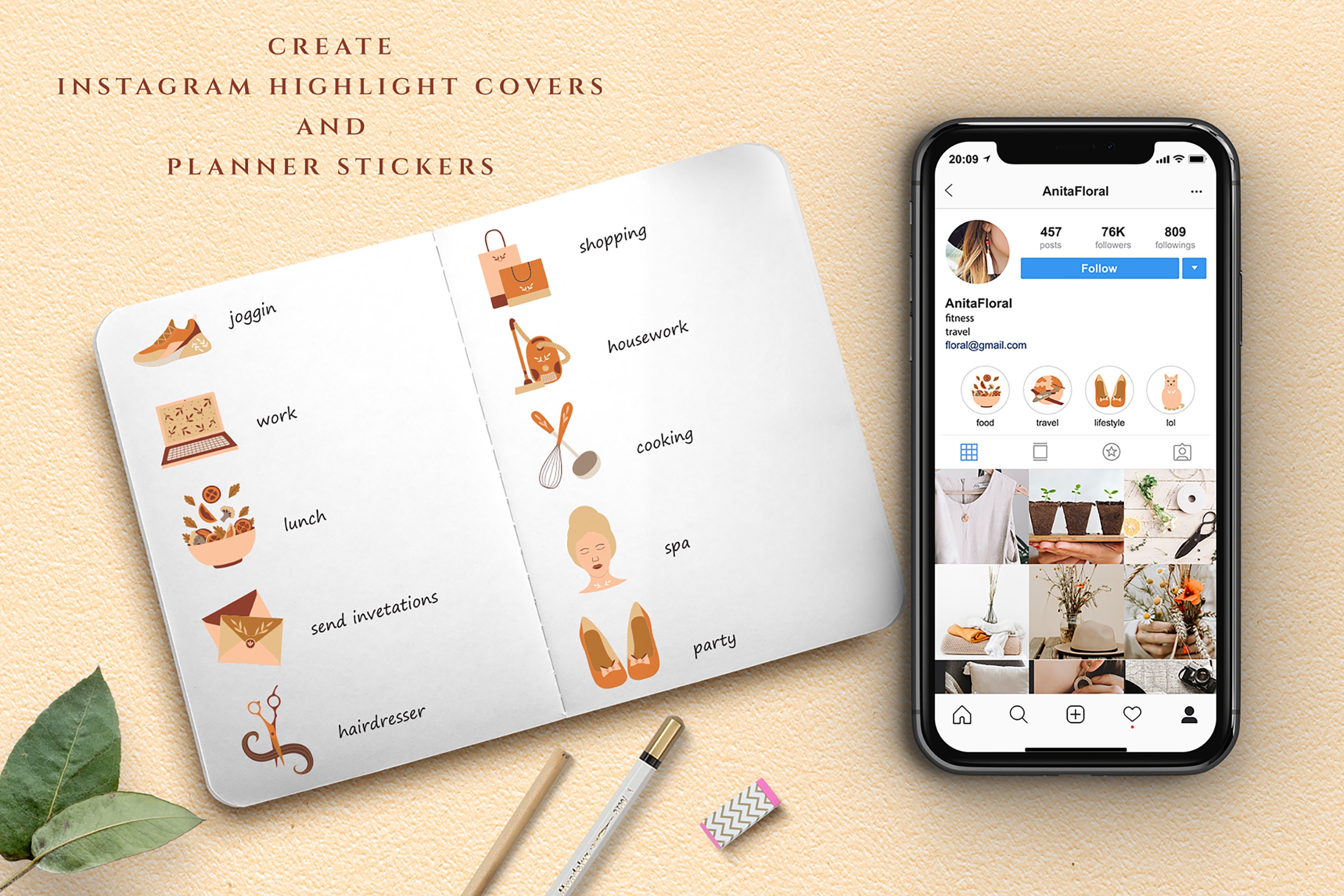 Everyday Planner Boho Icon Set/eps Stickers/everyday Objects/daily ...