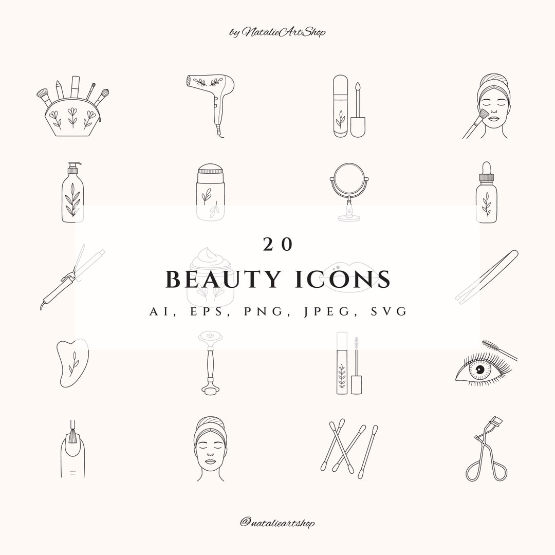 Beauty Icon Set Png/spa Icon Package Svg/cosmetic Illustration/skincare ...