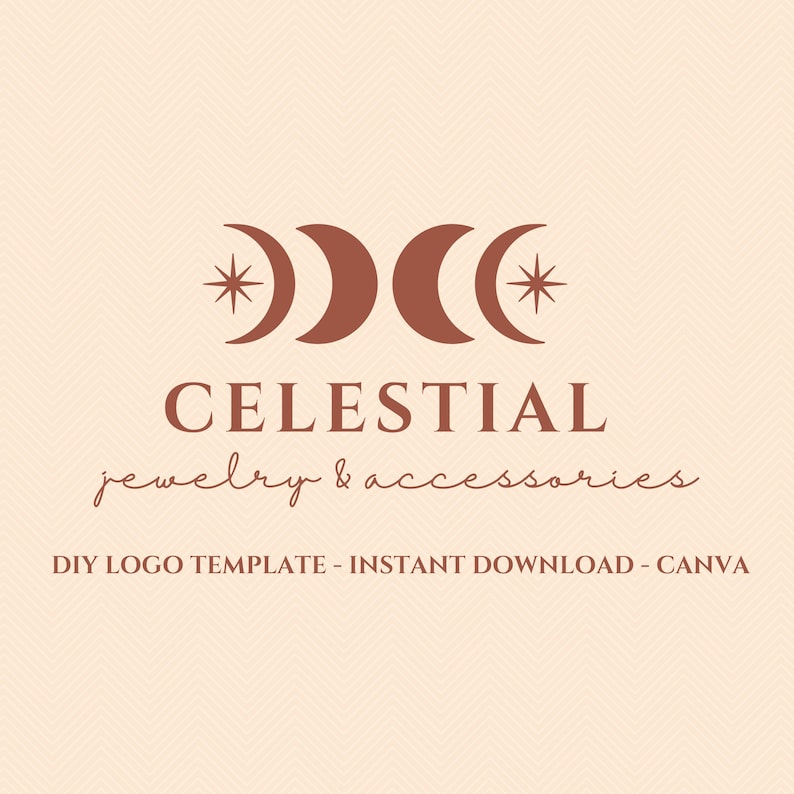 Logo Template Canva/editable Logo Design/diy Celestial Logo/crescent ...