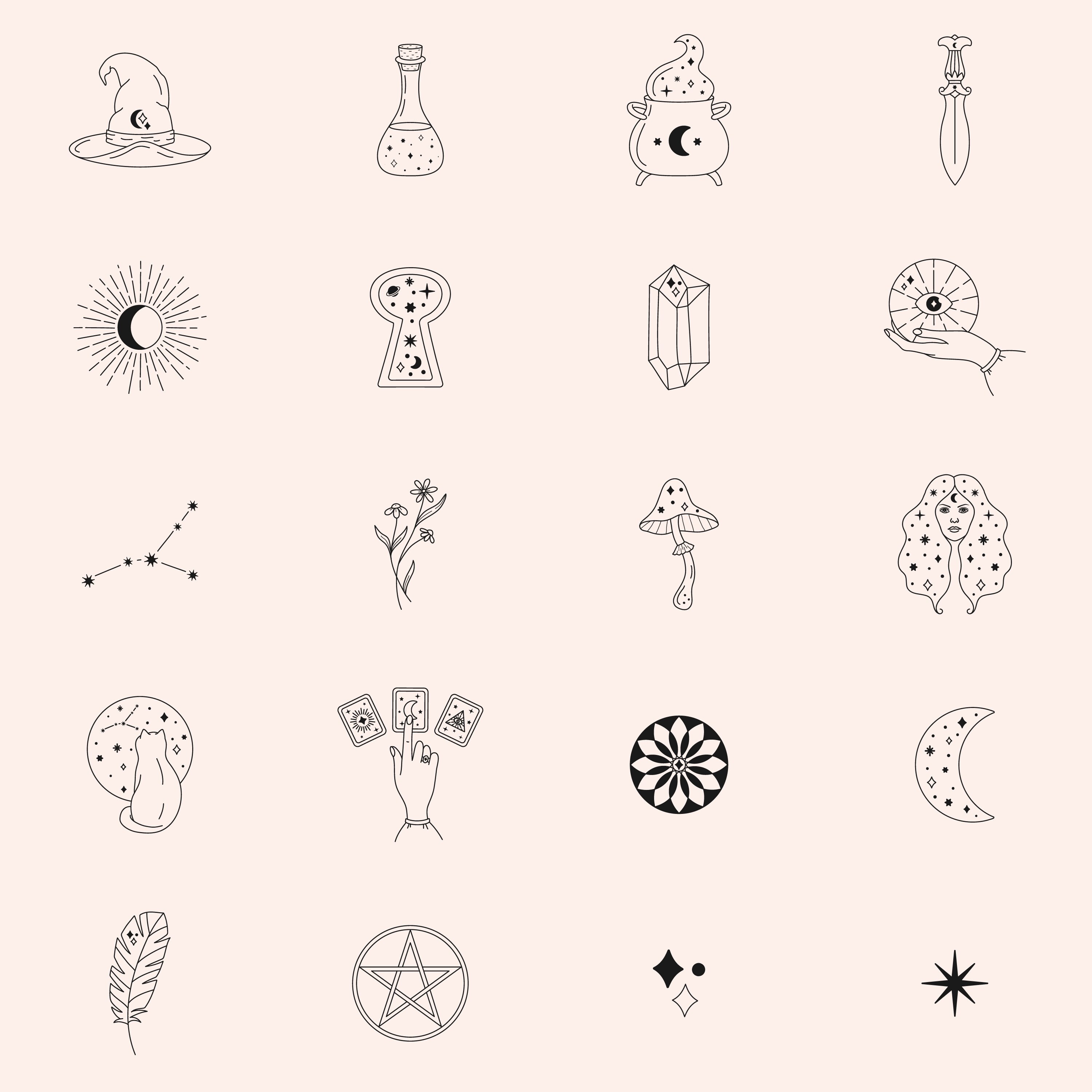 Magic Icon Set/mystical Icon Package/witchcraft Illustration/esoteric ...