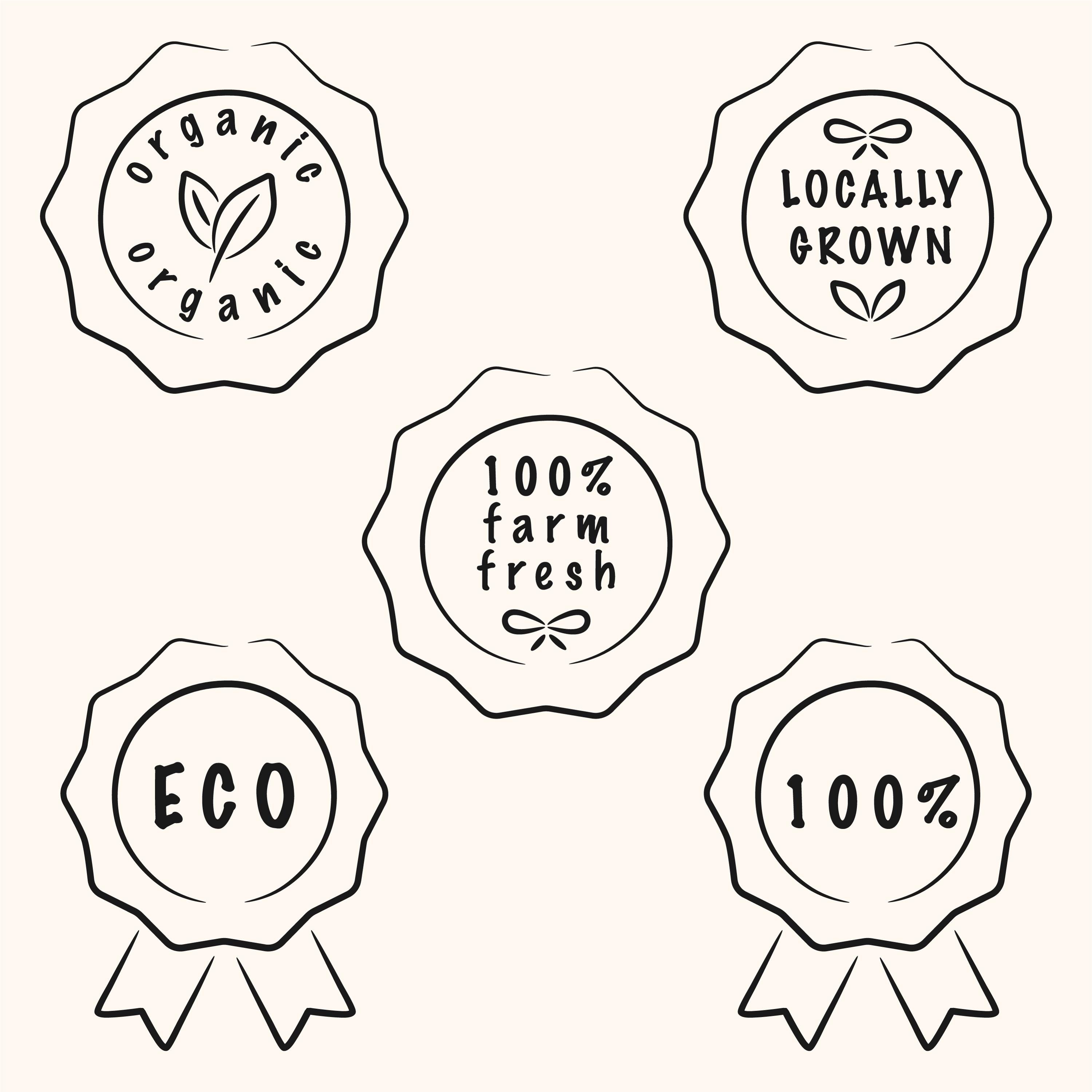 Organic Farm Labels Clipart, Hand Drawn Eco Badges, Locally Grown Logo ...
