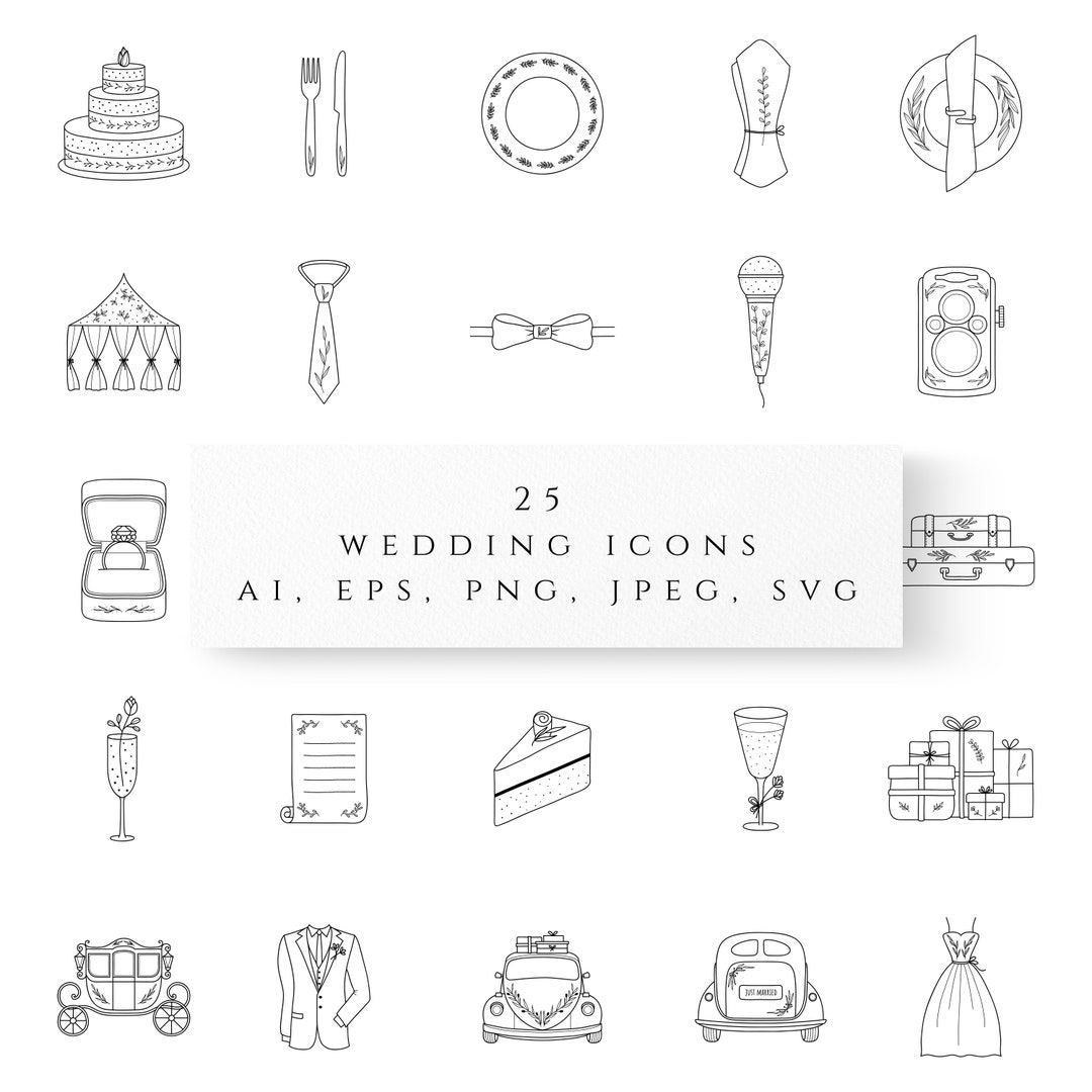 Wedding Icons Png,wedding Logo Elements SVG, Instagram Highlights ...