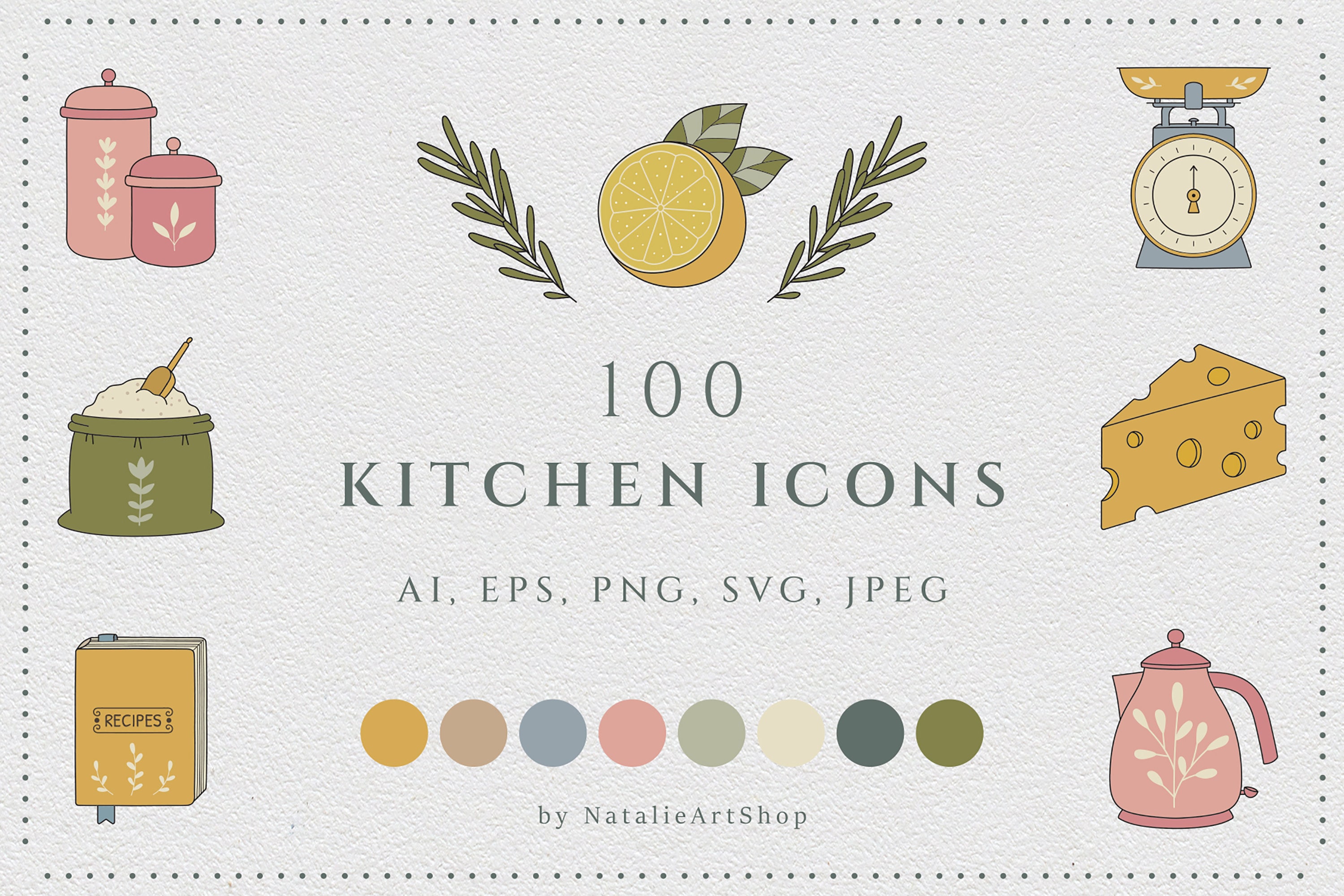 Kitchen Icon Set/cooking Illustration Svg/food Clip Art/hand - Etsy