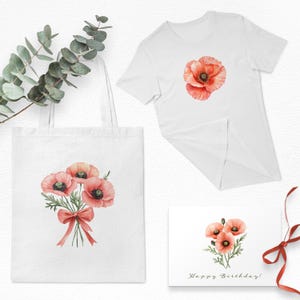 Watercolor Poppy Clipart Set PNG, Floral Illustrations, Red Flower ...
