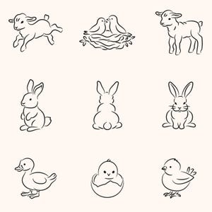 Hand Drawn Minimalist Easter Clipart, Spring Line Art, Hand Drawn ...