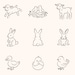 Hand Drawn Minimalist Easter Clipart, Spring Line Art, Hand Drawn ...