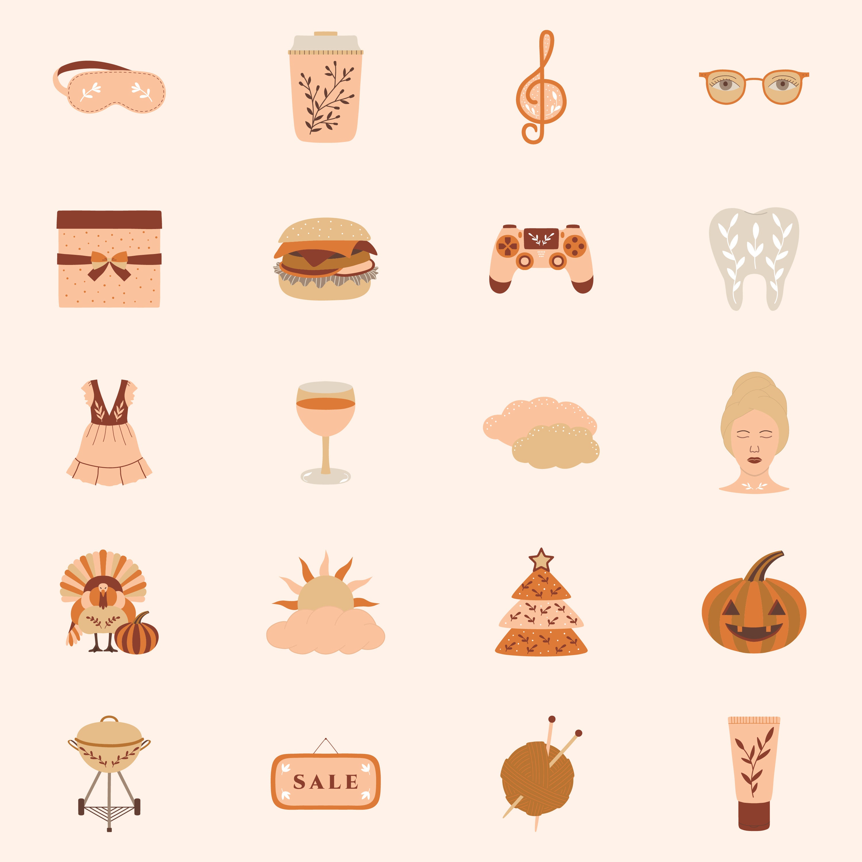 Everyday Planner Boho Icon Set/eps Stickers/everyday Objects/daily ...