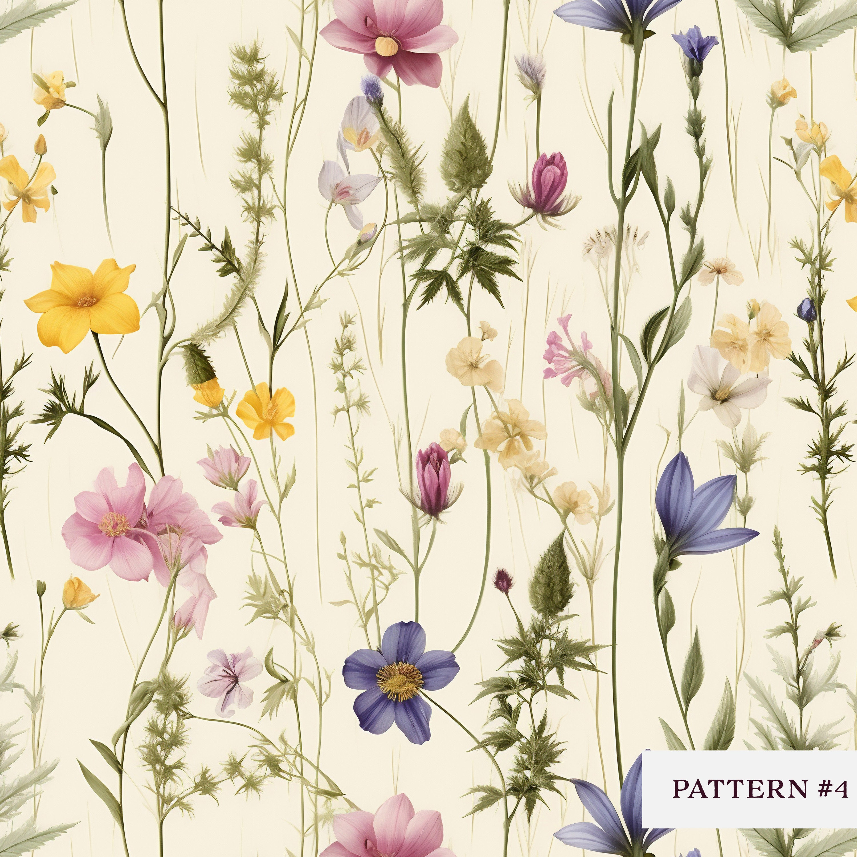 Wildflower Seamless Patterns, Garden Seamless Floral Digital Pattern ...