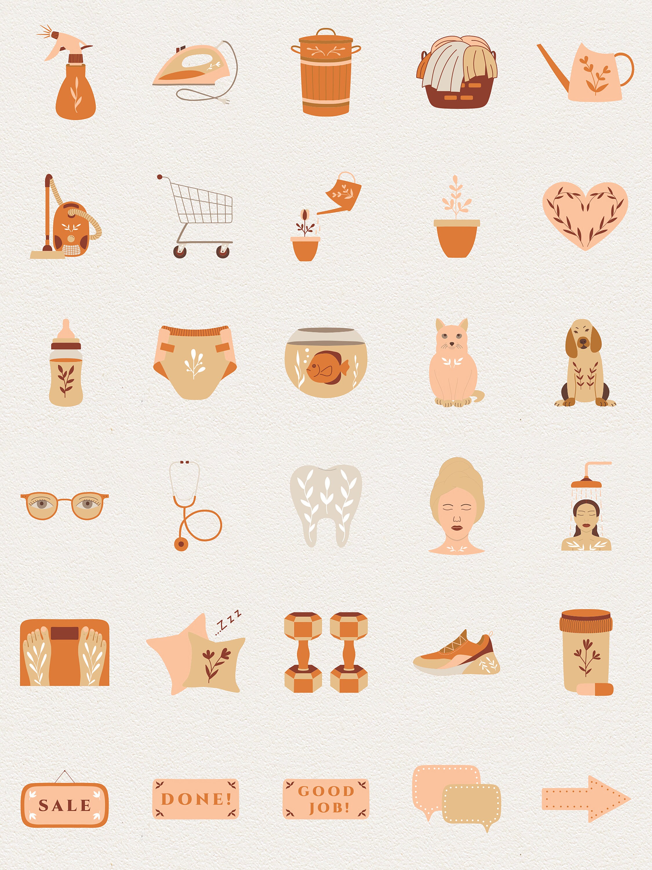 Everyday Planner Boho Icon Set/eps Stickers/everyday - Etsy