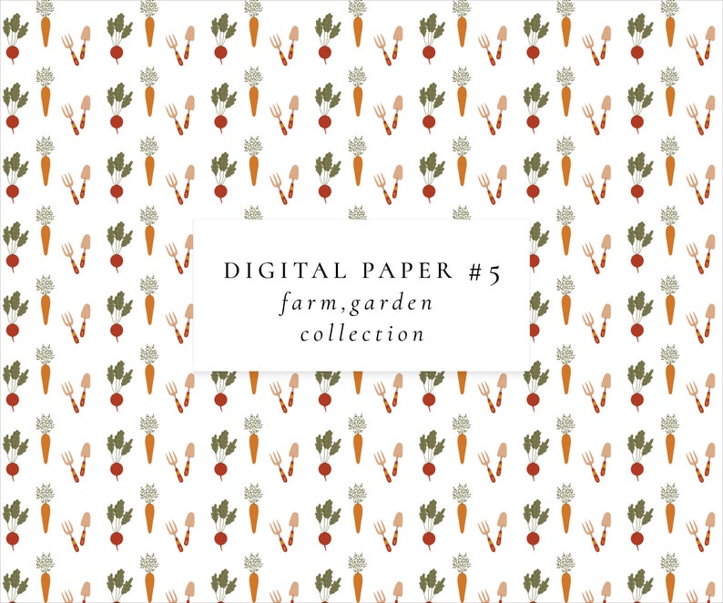 Digital Paper Set/farm Seamless Pattern/scrapbook Paper Pack/garden ...