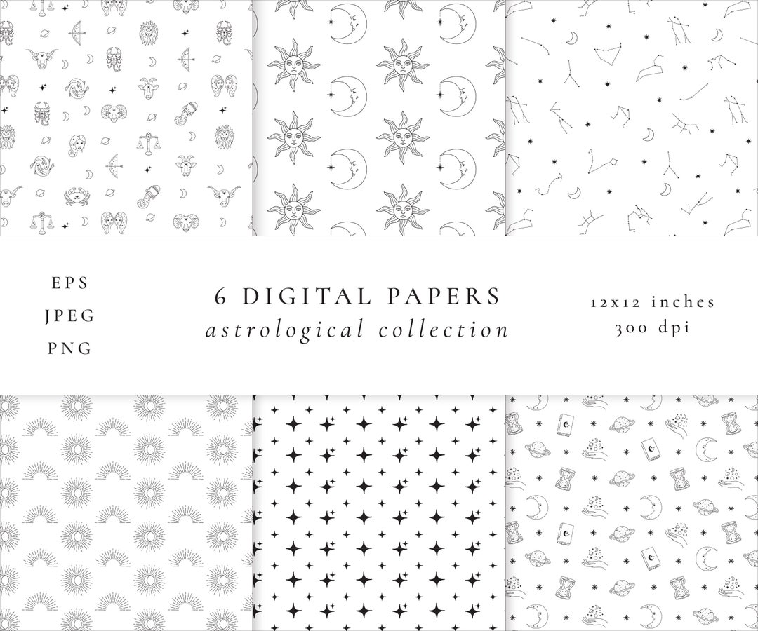 Zodiac Symbol Digital Paper Set/celestial Seamless Pattern/astrological ...