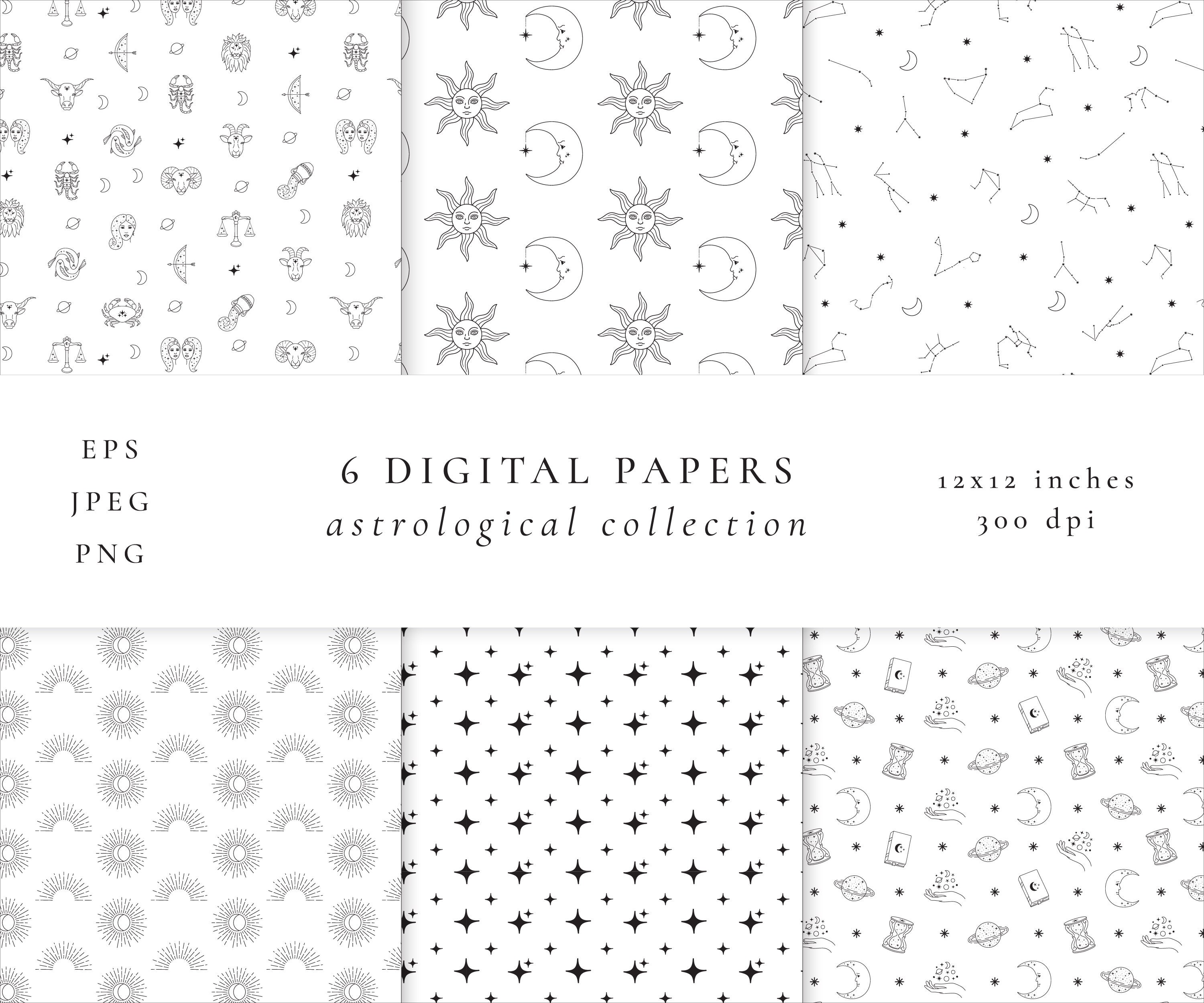 Zodiac Symbol Digital Paper Set/celestial Seamless - Etsy