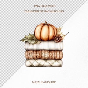 Cozy Fall Clipart Bundle, Watercolor Autumn Clipart, Warm Autumn Clip ...