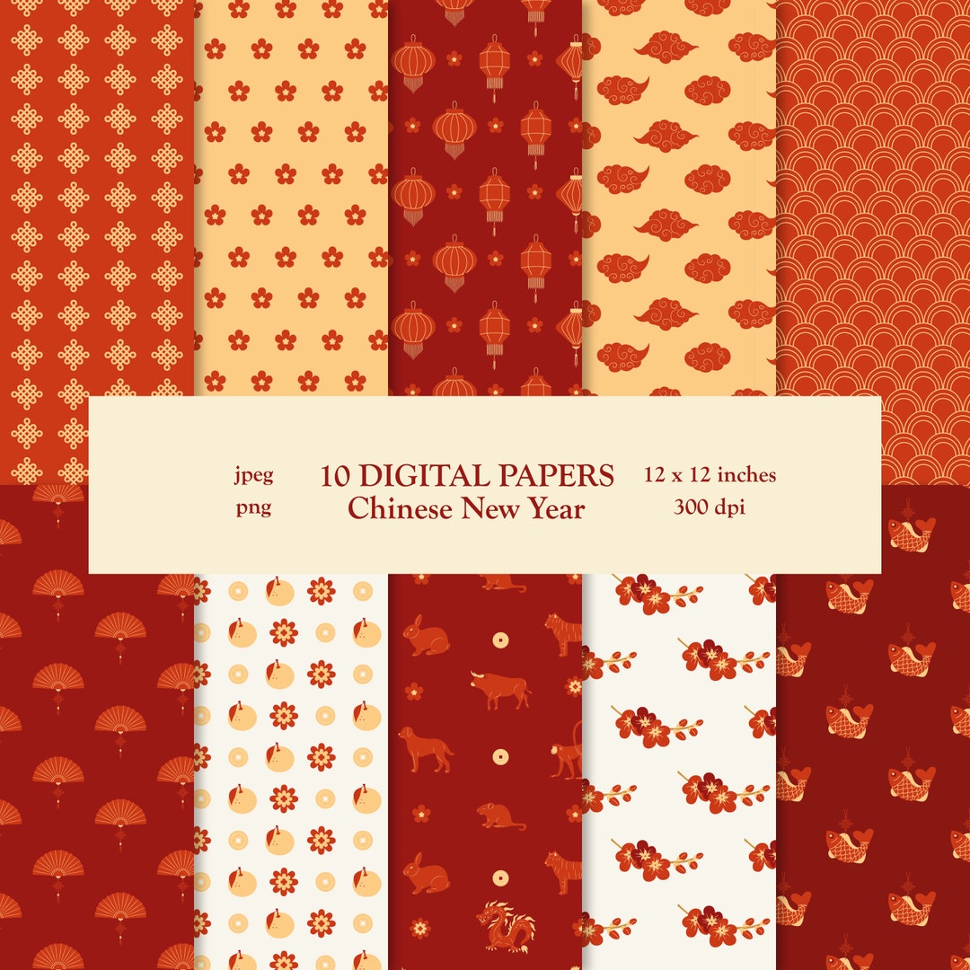 Lunar New Year/chinese Digital Papers/chinese New Year/commercial Use ...