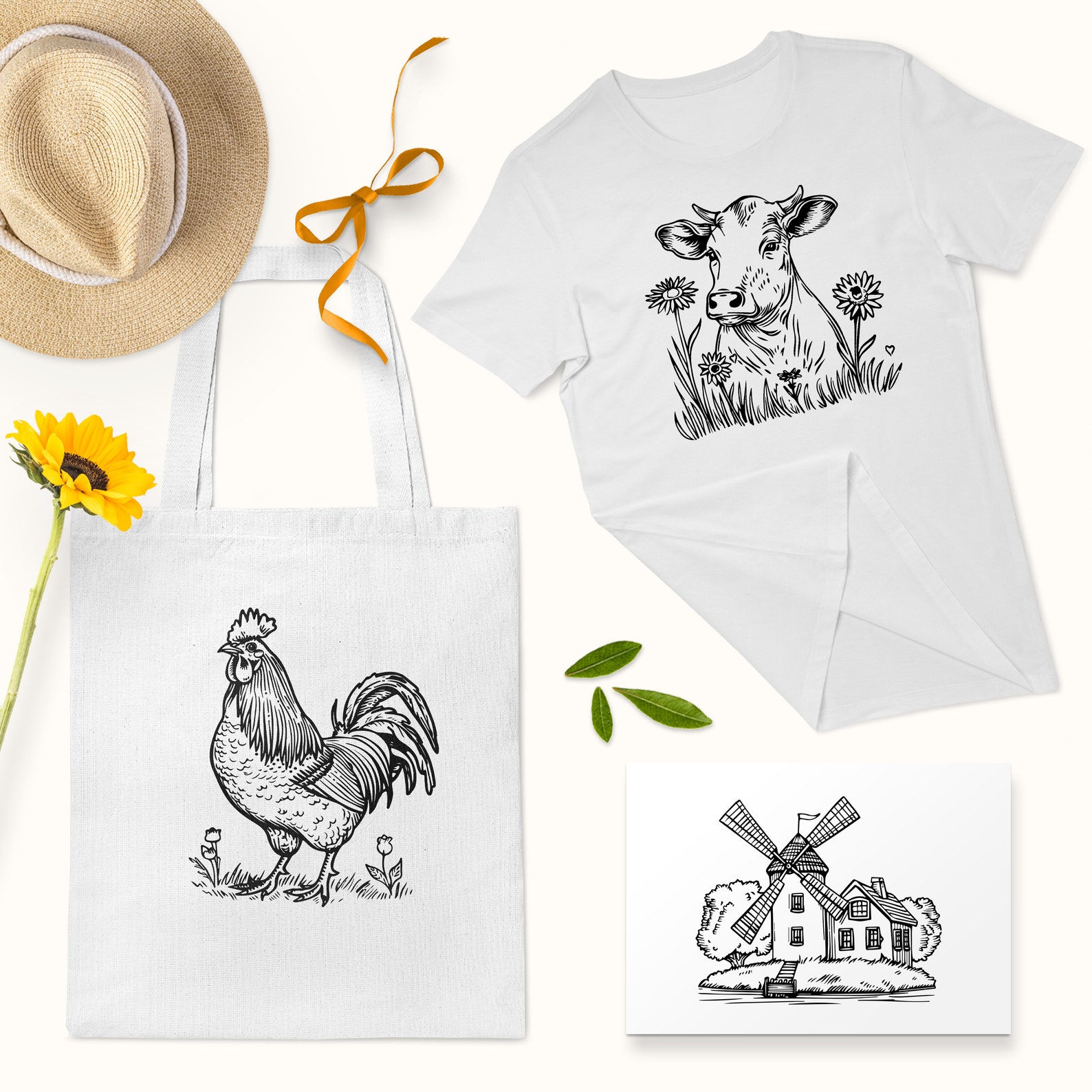 Farm Illustration Set-hand-drawn Rustic Farmhouse Clipart Png-farming ...