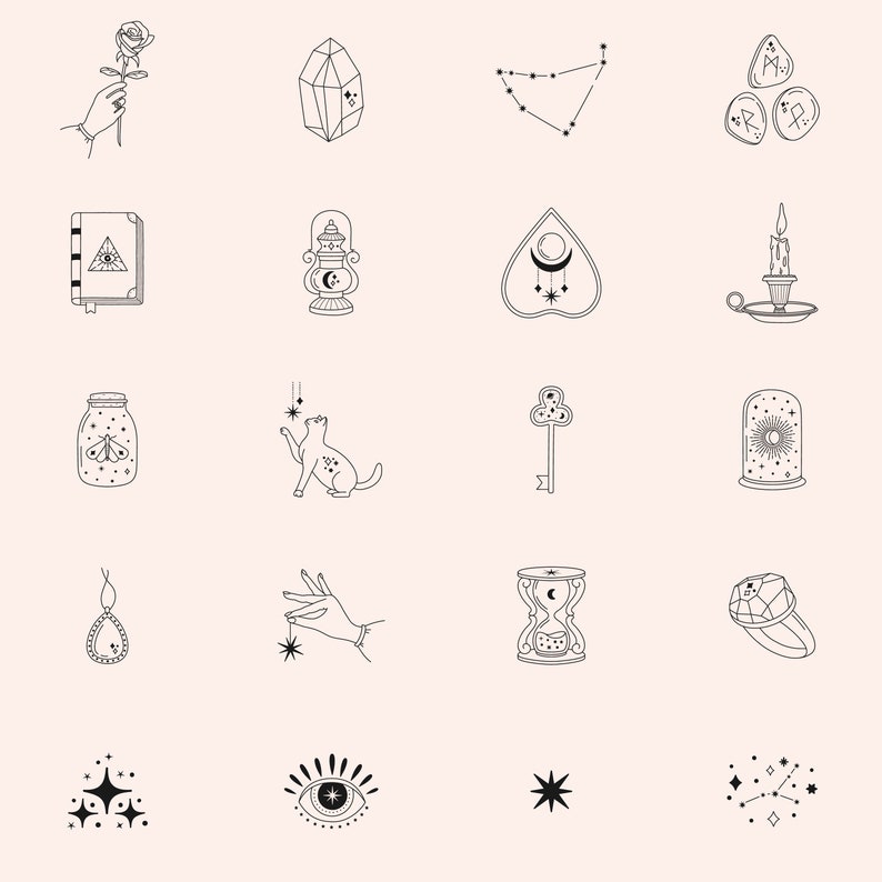 Magic Icon Set/mystical Icon Package/witchcraft Illustration/esoteric ...