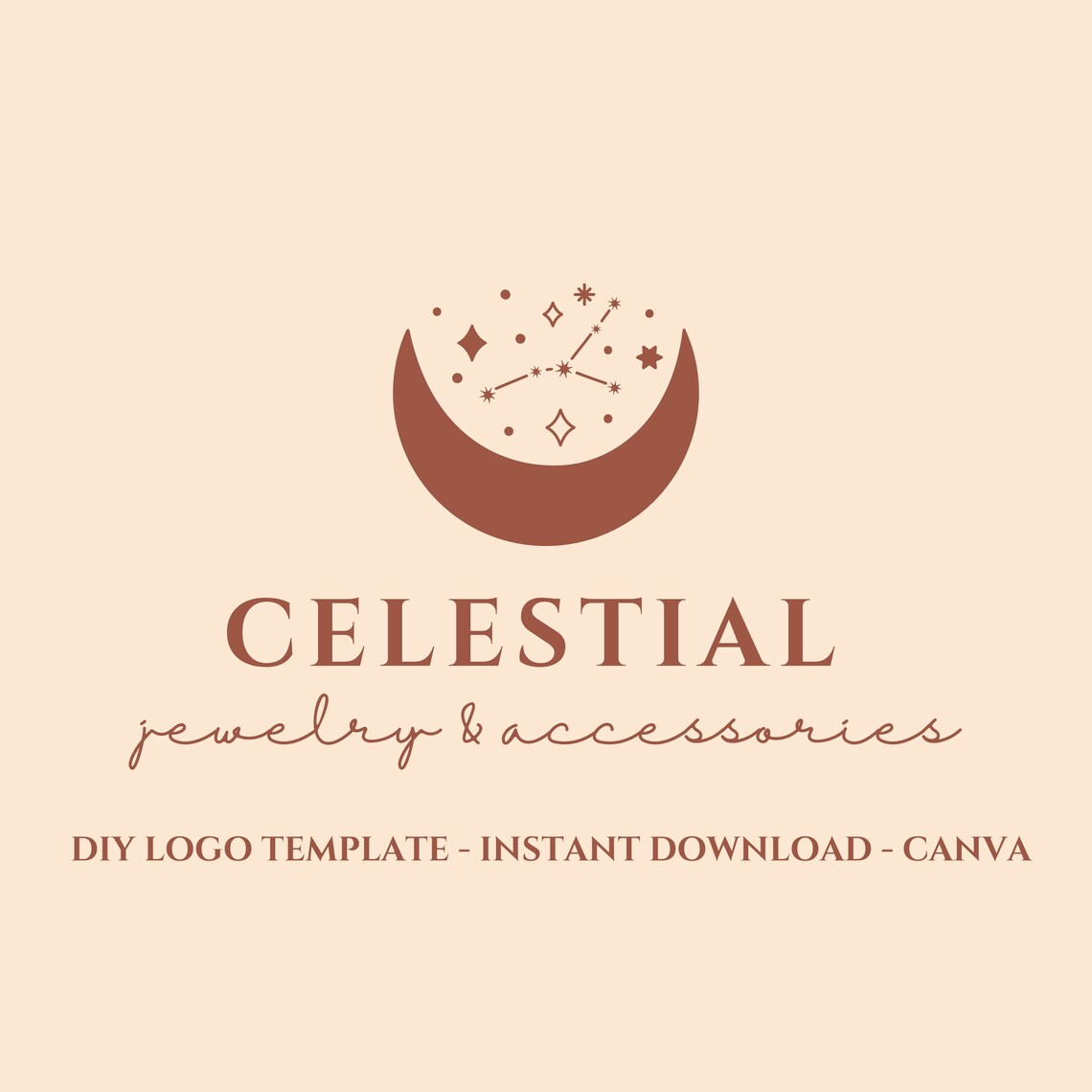 Logo Template Canva/editable Logo/diy Celestial Logo/crescent Moon Logo ...