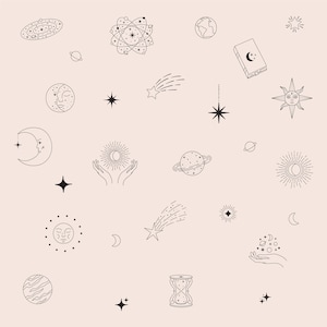 Celestial Illustrations Svg-astrology Clipart-gold Cosmic Symbol Set ...