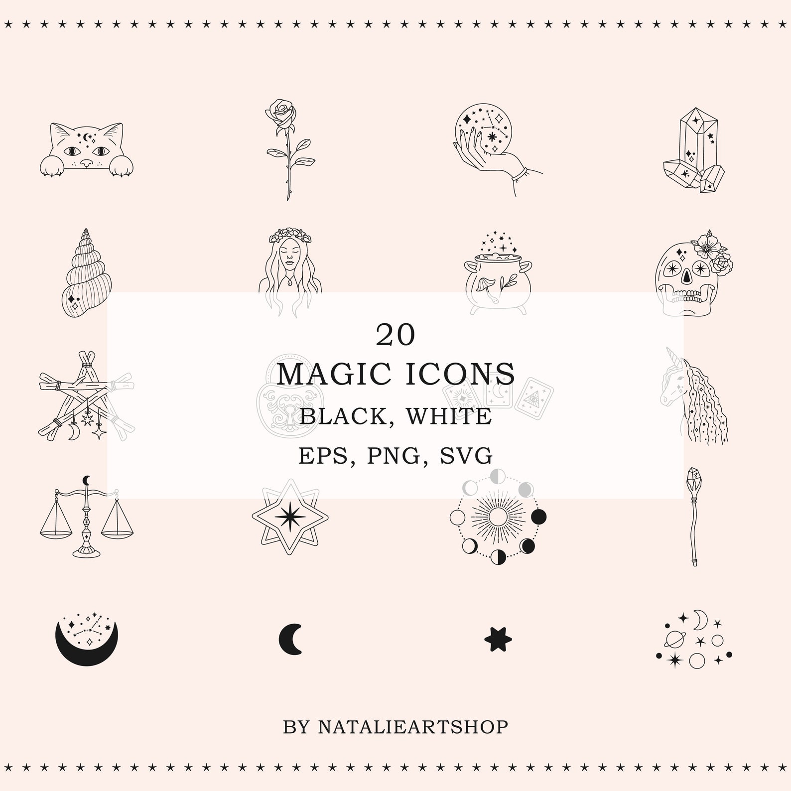 Magic Icon Set/mystical Icon Package/witchcraft Illustration/esoteric ...