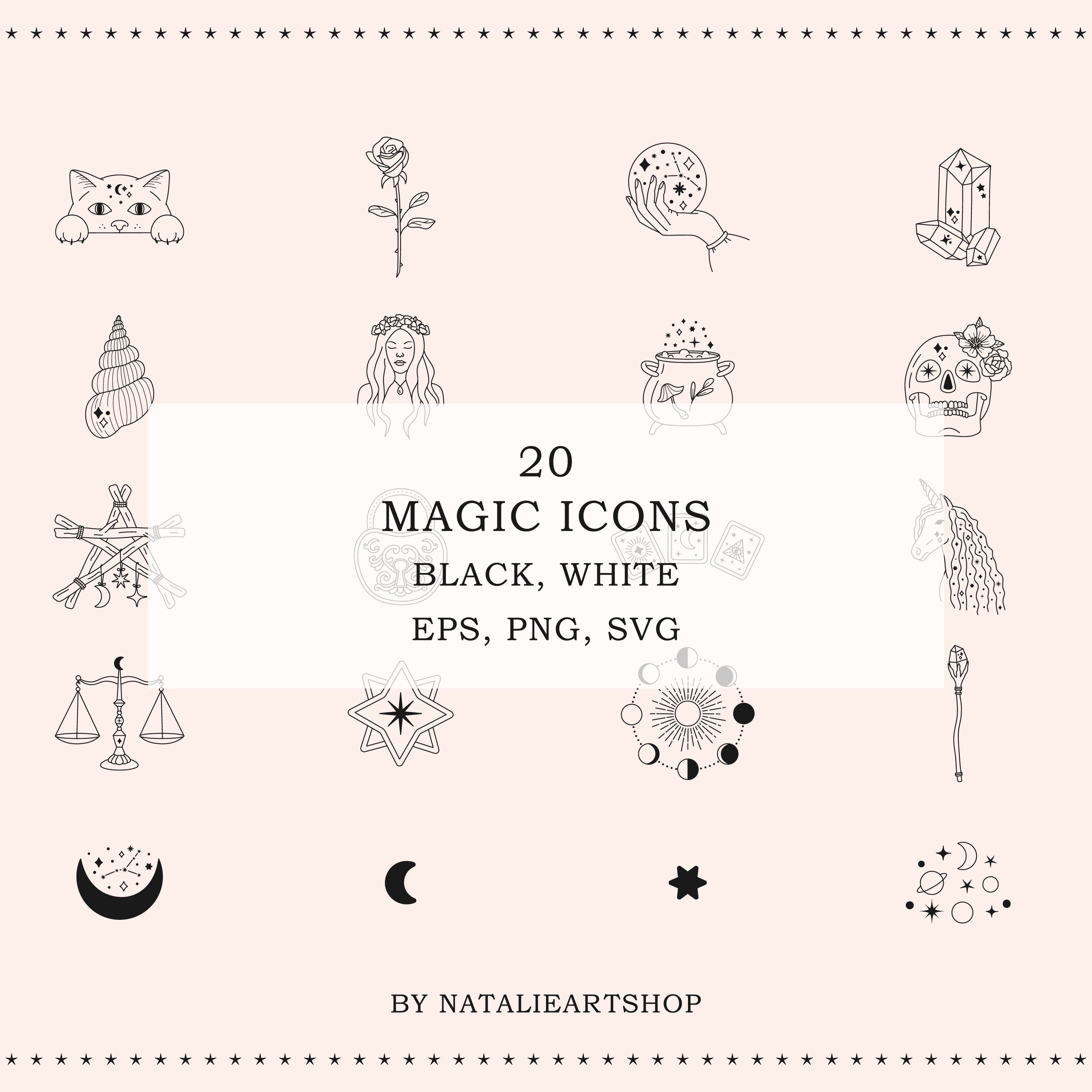 Magic Icon Set/mystical Icon Package/witchcraft Illustration/esoteric ...