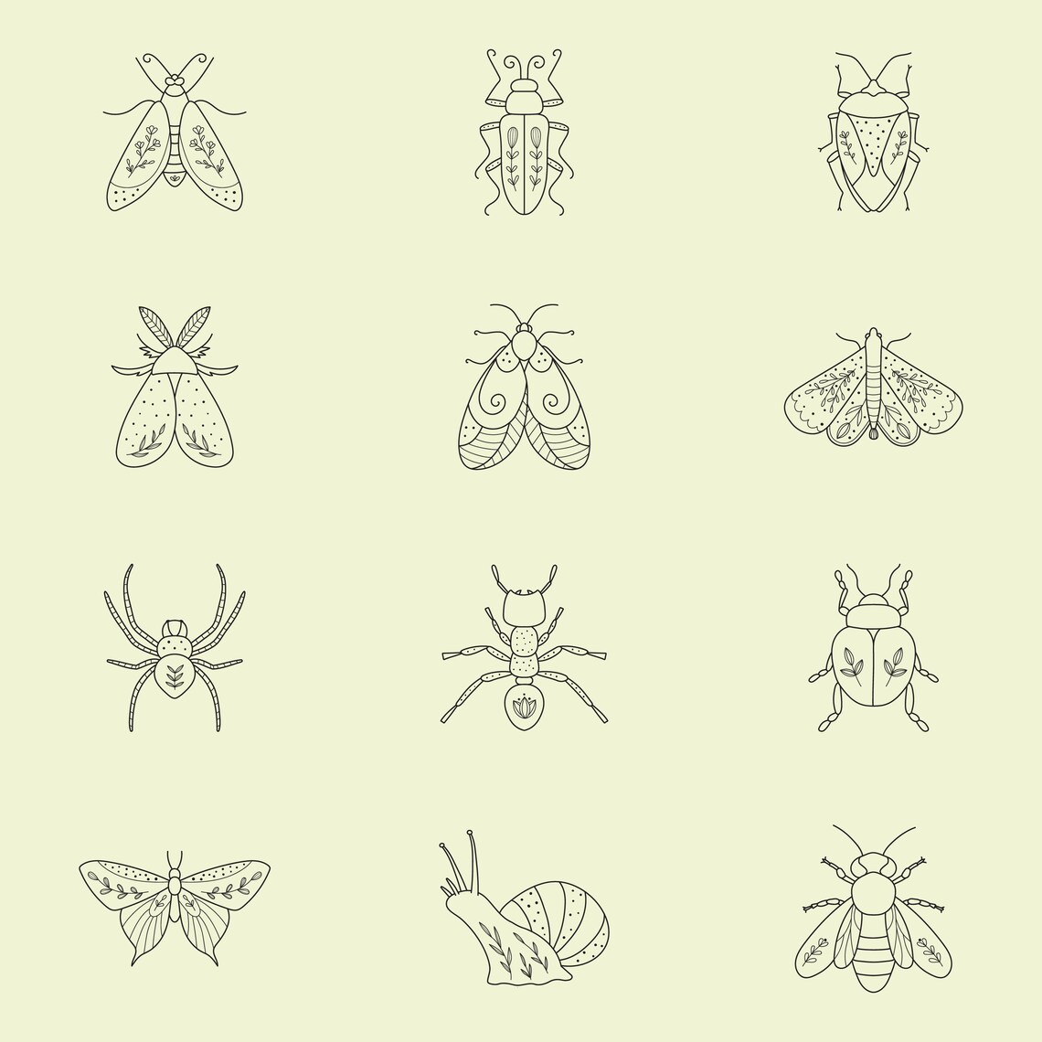 Insect Icon Set/butterfly Icon Svg/moth Line Illustration/spider Icon ...