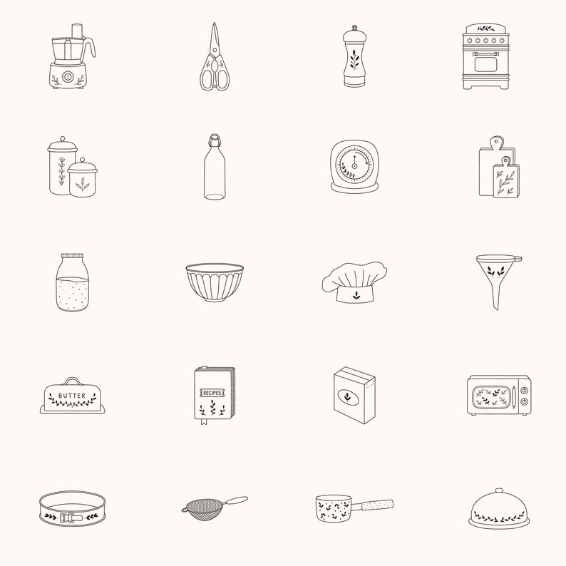 Kitchen Icon Set-cooking Logo Element-bakery Illustration Png-food Clip ...