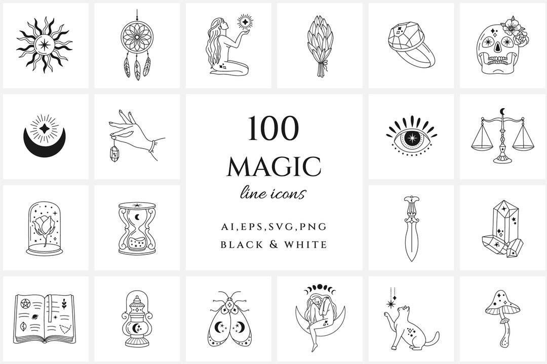 Magic Icon Set/mystical Icon Package/witchcraft Illustration/esoteric ...