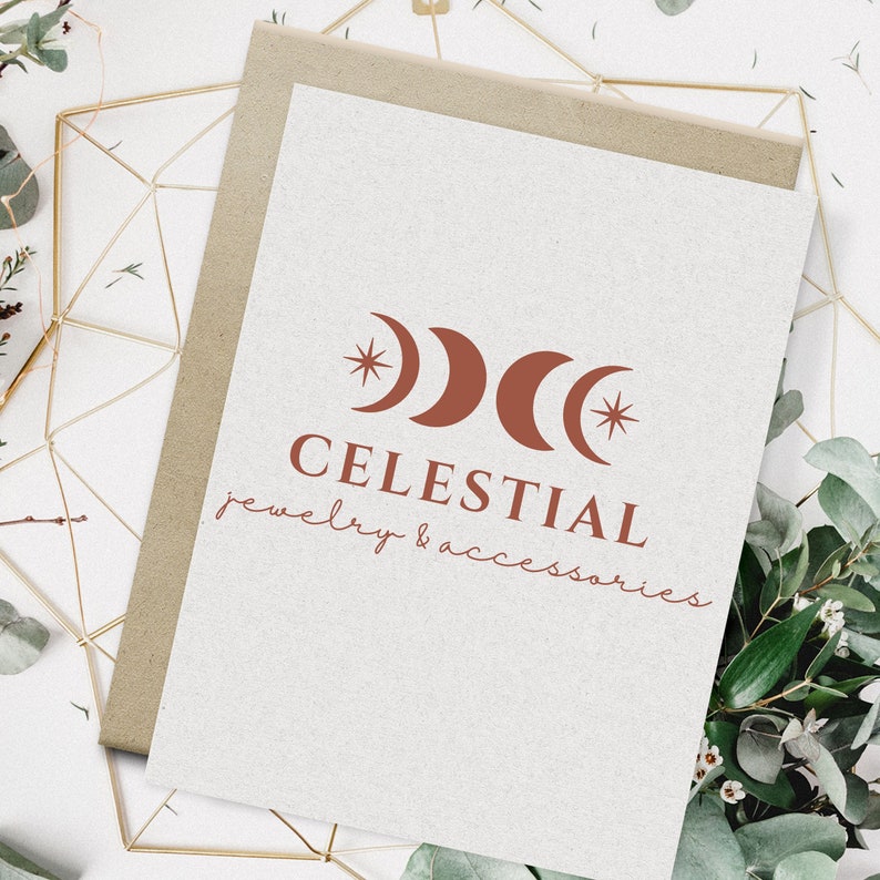 Logo Template Canva/editable Logo Design/diy Celestial Logo/crescent ...
