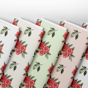 Red Camellia Seamless Pattern, Watercolor Floral Digital Paper, Fabric ...