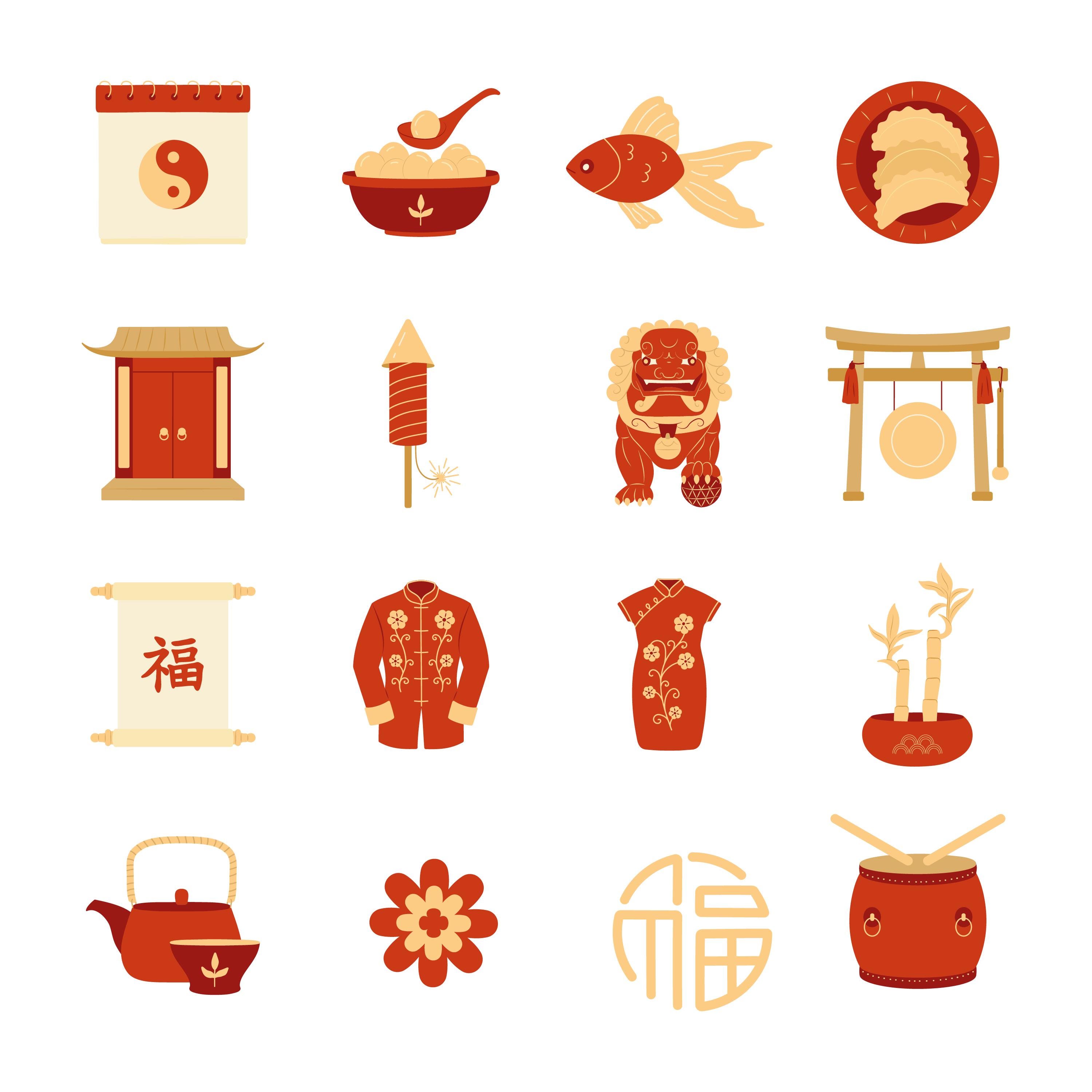 Chinese New Year Icon Set-lunar New Year Illustrations-lunar New Year ...