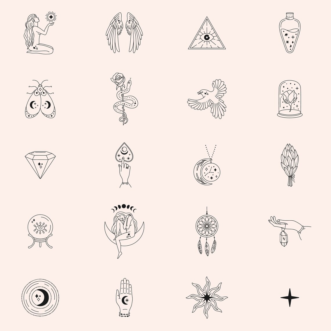 Magic Icon Set/mystical Icon Package/witchcraft Illustration/esoteric ...