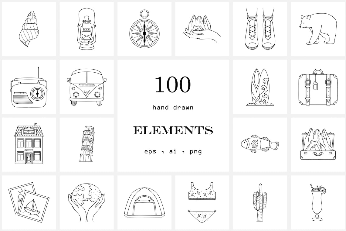 Digital Graphic Bundle-outline Icon Set-line Floral | Etsy